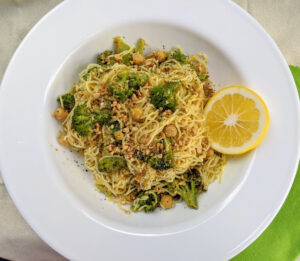 Garlic Lemon Garbanzo Bean Pasta with Broccoli and Peanuts - we eat ...